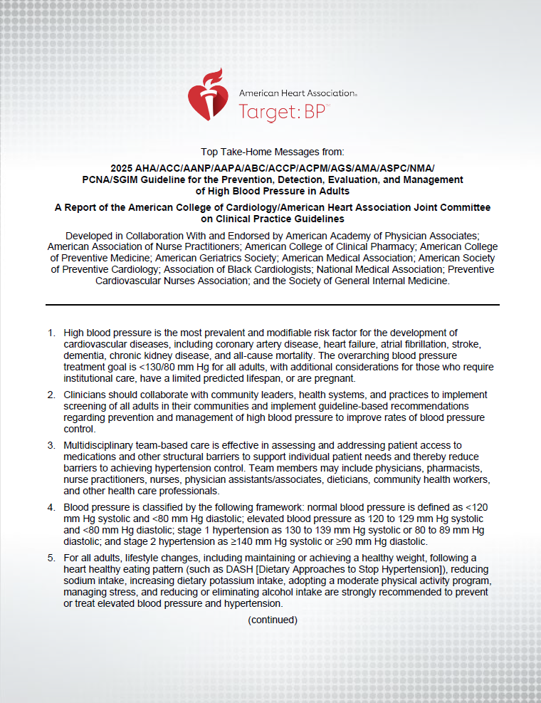 2025 AHA/ACC Guideline Top 10 Takeaways – Target:BP